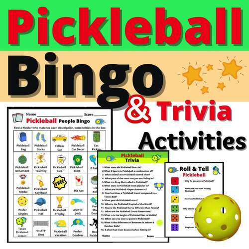 Pickleball People Bingo and Trivia Activities Group Lessons No Prep