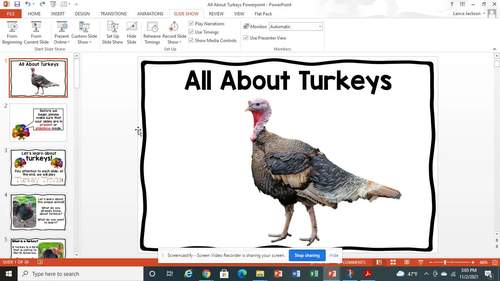 All About Turkeys Thanksgiving Activities - Slides, Trivia, and Mini-Book