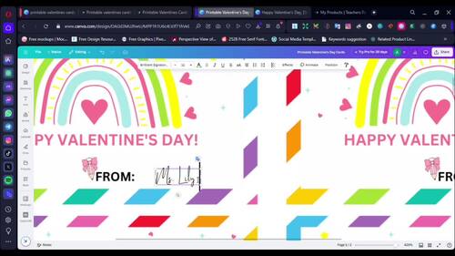 Printable Valentines Cards From The Teacher To Student| Rainbow Valentine