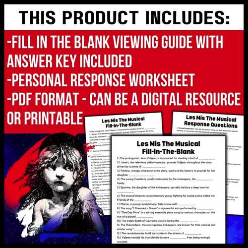 Les Misérables The Musical: Fill In The Blank Viewing Guide & Response ...