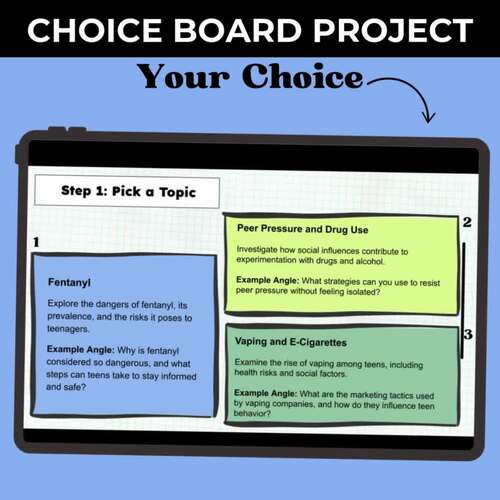 Drugs & Alcohol Choice Board Project | Editable Google Slides ...