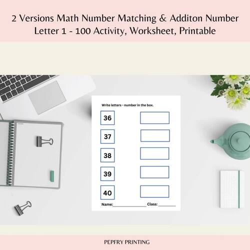 2 Versions Math Number Matching & Additon Number Letter 1 - 100 ...
