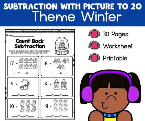 Winter Subtraction With Picture To 20 | Winter Subtraction Sums to 20