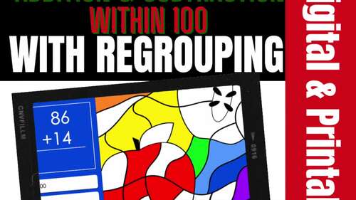 Apple Addition & Subtraction Digital & Printable Color by Code: WITH ...