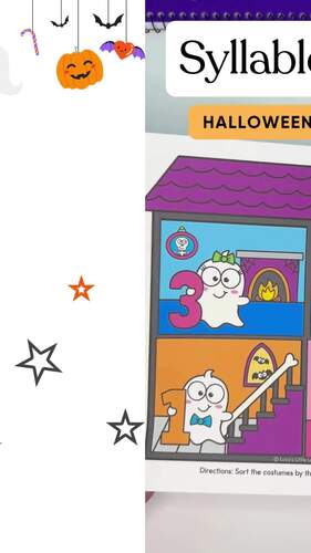 Halloween Costume Syllable Sort Haunted House Print & Digital Phonics Game