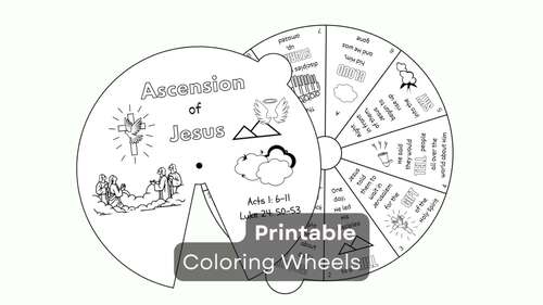 Ascension of Jesus Coloring Wheel, Kids Sunday School Craft and Bible Study