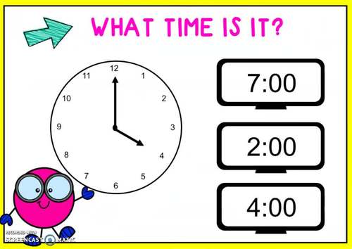 Telling Time Hours Boom Cards™ Distance Learning by Creating 4 ESL