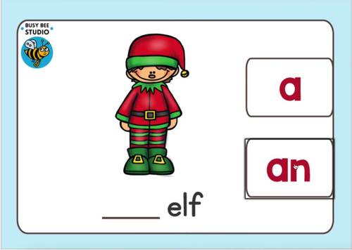 Articles (a, an) Task Cards | Christmas Grammar Boom Cards by Busy Bee ...