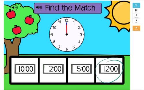 Time Units Clock Match Analog to Digital Boom Cards 1st grade math ...