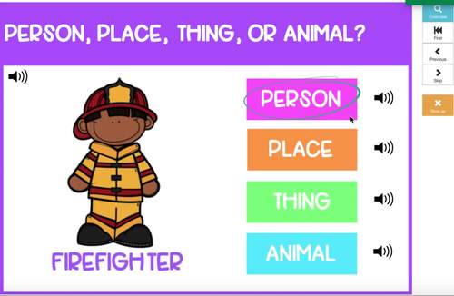 Nouns: Person, Place, Thing, or Animal Boom Cards for Grammar | TpT