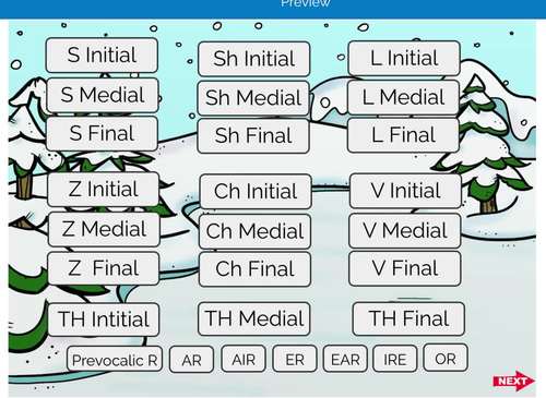 Winter Articulation Boom Cards™ Board Games for later developing sounds