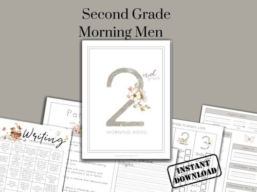Second Grade Morning Menu Pages | ELA & Math | Morning Work for 2nd grade