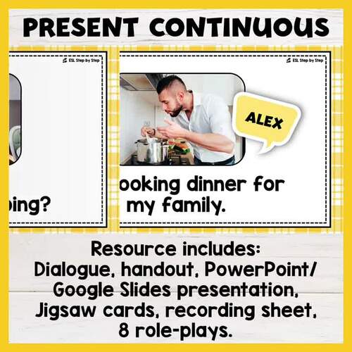 ESL Conversation Activities | Present Continuous Speaking Practice ELL ...