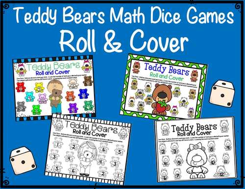 Teddy Bears Themed Math Center Dice Games Two & Three Addend Addition