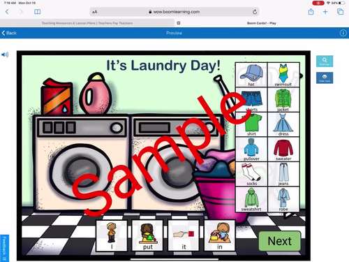 It's Laundry Day AAC BOOM Card Deck by the FUNctional speechie | TPT
