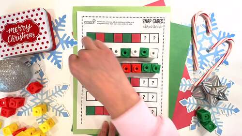 Christmas Snap Cubes, STEM Fine Motor, Patterns, Measuring, and Building