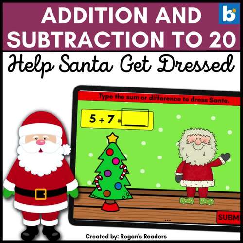 Christmas Addition and Subtraction to 20 - Santa Digital Game | TPT