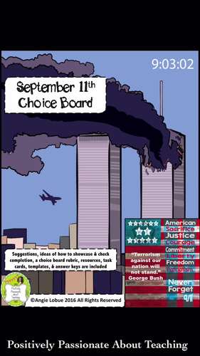 September 11 (9/11) Choice Board: Suggestions, Resources & Task Cards ...