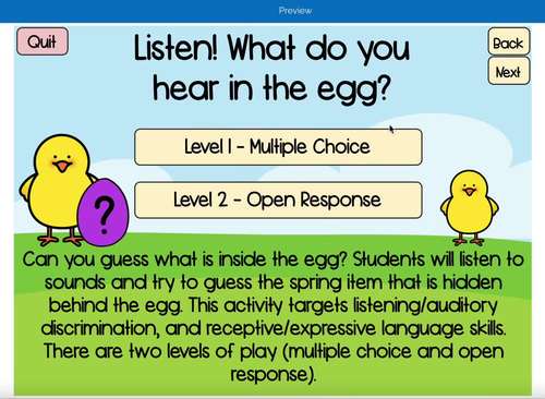 What Do You Hear in the Egg Boom Cards Speech Therapy Spring Easter ...
