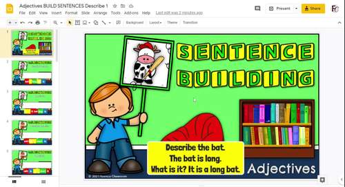Adjectives BUILD SENTENCES Describe 1 ESL Digital Google PowerPoint