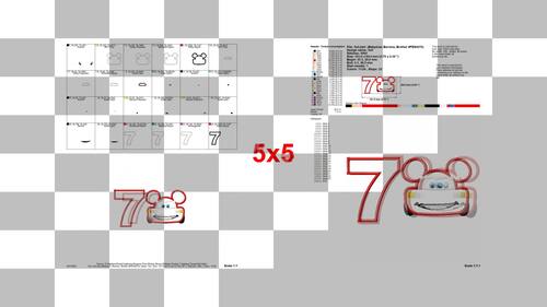 Lightning Mcqueen Ears Mickey Mouse Birthday Number 7 Applique Design ...