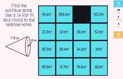 Surface Area of Cones Picture Reveal Boom Cards--Digital Task Cards