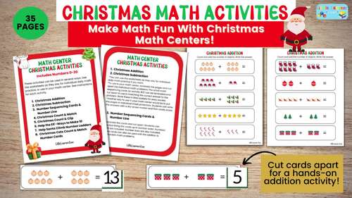 Christmas Math Center Activities by Little Learner Zone | TPT
