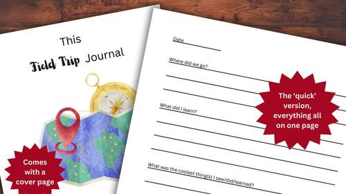 Field Trip Reflection Journal by Barefoot Learning | TPT