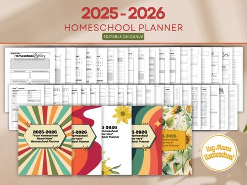 Editable Homeschool Planner 2025-2026 | Canva Template by Hey Mama ...