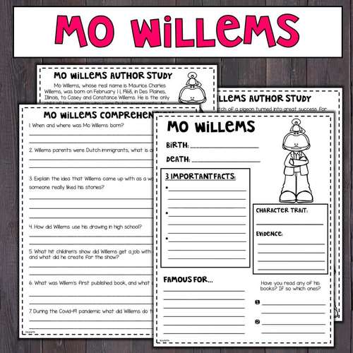 Mo Willems Author Study | Print & Google Classroom | Distance Learning