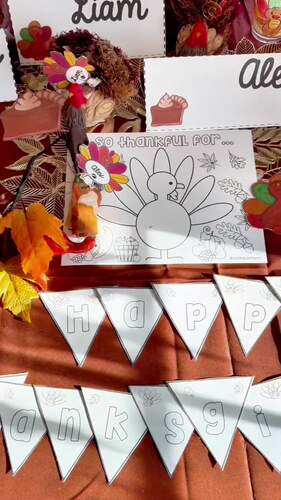 Printable Thanksgiving kids table kit|coloring place mats|decor|activities