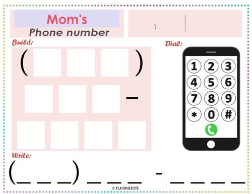 Editable Phone Number Practice Activity, Learn Emergency Contact Numbers