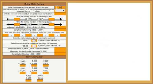 NO PREP - Spiral Math Review for 3rd or 4th grade - Lion Cub | TPT