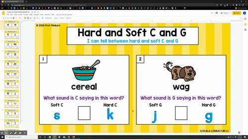 Hard and Soft C and G Digital Resources Google Slides Seesaw Phonics Game