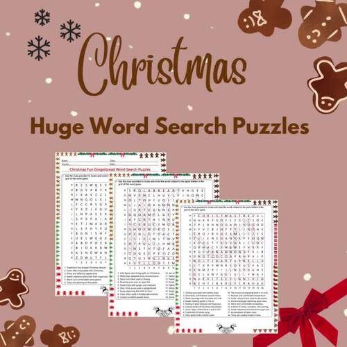 Christmas Gingerbread Word Search 10 Huge Diversified Vocabulary ...