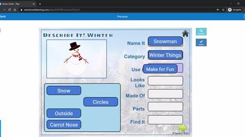Describing Winter Vocabulary Speech Therapy Activity by Speech Brain