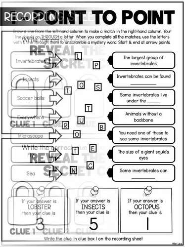 Invertebrates Escape Room Activities - Information & Reading Comprehension