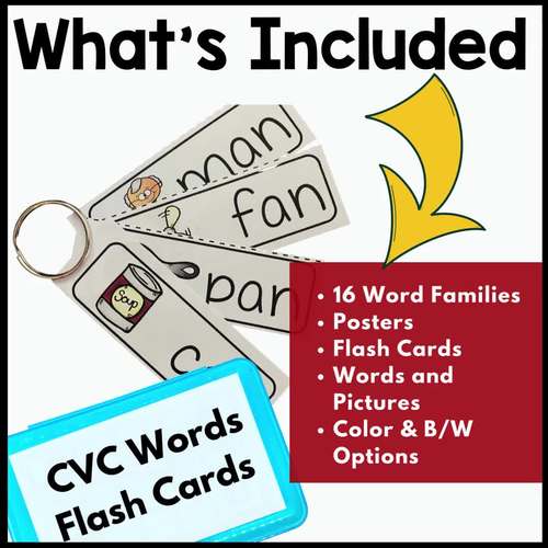 CVC Word Family Posters and Flash Cards BUNDLE by Hunt 4 Treasure