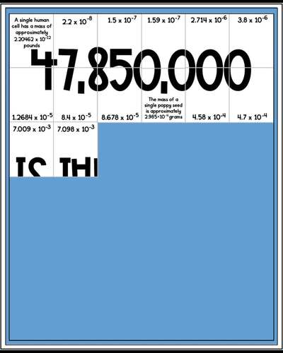 Scientific Notation Collaborative Puzzle Poster by 4 the Love of Math