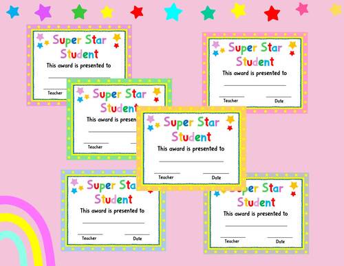 Printable Super Star Student Award, Editable Awesome Student Awards
