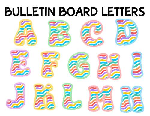 Printable Wavy Pattern Bulletin Board Letters, Funky Large Alphabet Letters