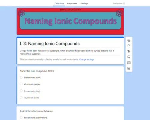 Ionic Compounds and Metals UNIT BUNDLE | Chemistry | Google Forms