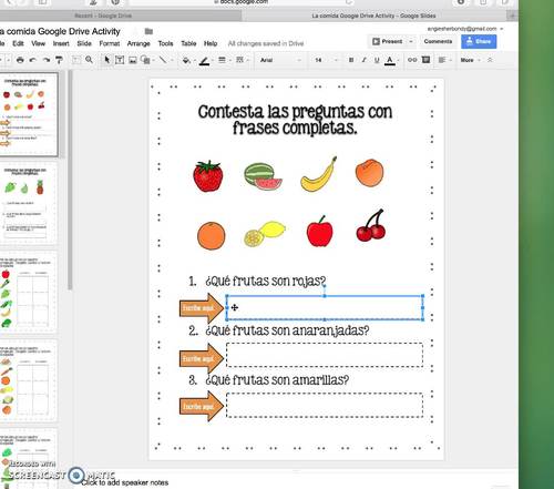 Spanish Food La comida Interactive Notebook and Google Drive Activities