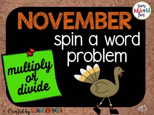Thanksgiving - Multiplication & Division November Word Problems Math ...