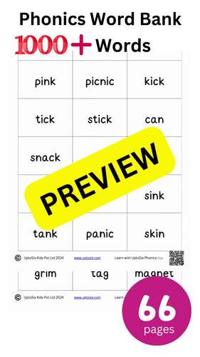 Phonics Word Bank by UptoSix Kids | TPT