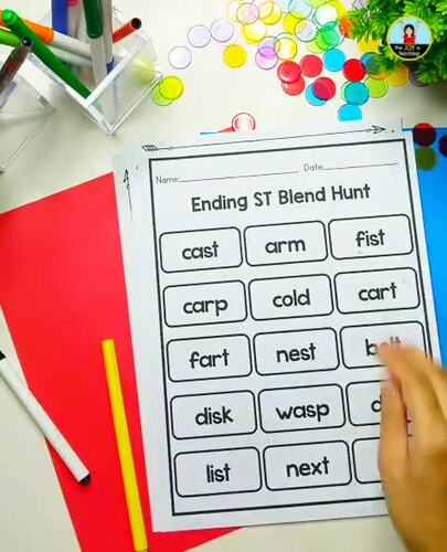 Ending ST Blend Activities | S blends Worksheet and Passage | TPT