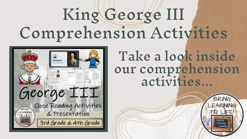 King George III Close Reading Comprehension Activities | 3rd Grade ...