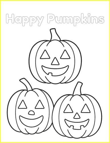 Happy Pumpkins Coloring Page | Fall & Halloween Printable for Preschool ...