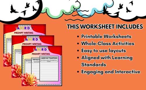 LABOR DAY PROMPT WRITING ACTIVITIES 2nd,3rd,4th,5th,6th,7th,8th Grade