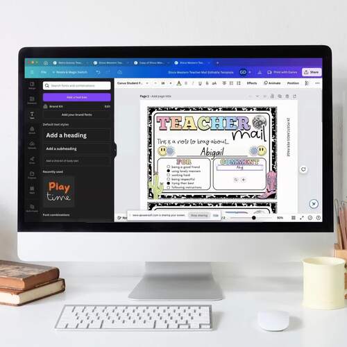 Disco Western Teacher Mail Happy Mail Note From Teacher Postcard Brag Card